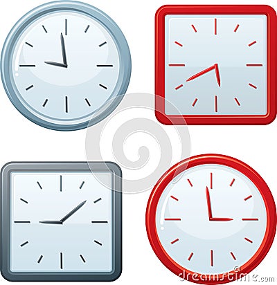 Vector Square And Round Clocks. Royalty Free Stock Images - Image: 8395459