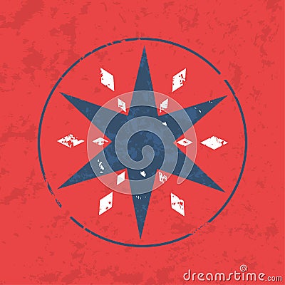 Vector Star In Circle With Tattered Effect On Red Background ...