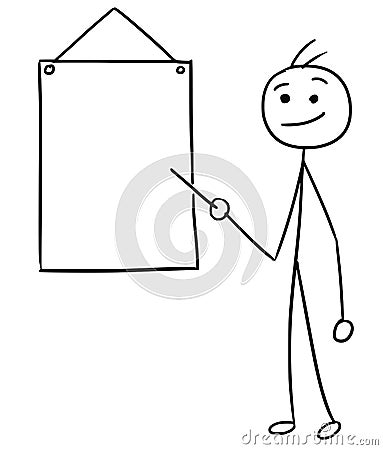 Vector Stickman Cartoon Of Men Pointing At Empty Sign | CartoonDealer ...