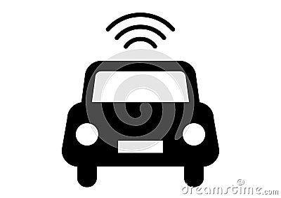 Driverless Self-driving Car Or Autonomous Vehicle Icon Or Symbol In ...
