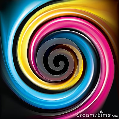 Vector Swirl Background Of Primary Colors Printing Process: CMYK ...