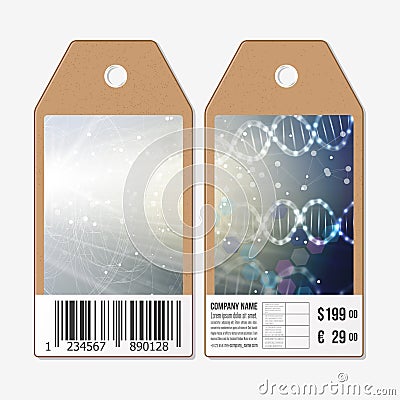 Vector Tags Design On Both Sides, Cardboard Sale Labels With Barcode ...