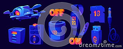 Vector Technology Usb, Battery And Connector Set | CartoonDealer.com ...