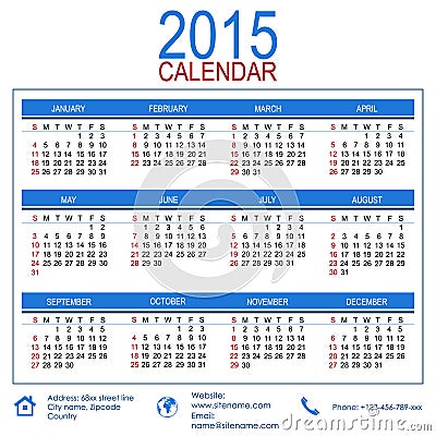 Vector Template Design, Calendar 2105 Stock Vector - Image: 44432920