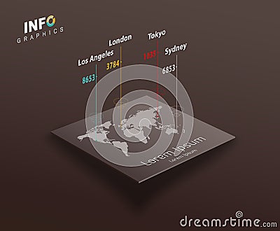 Vector Template With Perspective World Map. | CartoonDealer.com #118766134