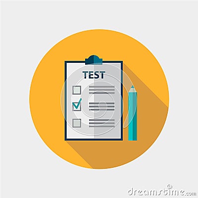 Vector Test Flat Design Icon Isolated, Education Stock Vector - Image ...