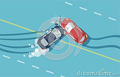 Vector Of Two Car Accident Top View Of Vehicle Royalty-Free Stock Photo ...