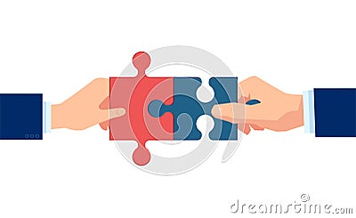 Vector Of Two Hands Putting Puzzle Pieces Together Stock Image ...