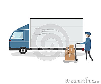 Vector Of Unloading The Goods From Truck | CartoonDealer.com #100628383