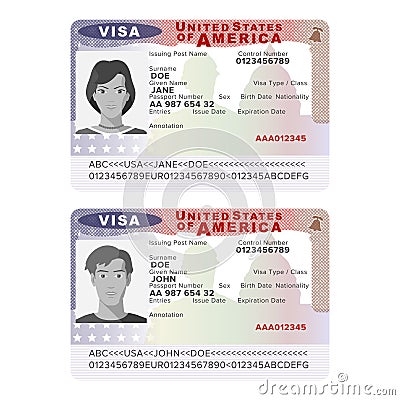 Vector USA Passport Visa Sticker Template In Flat Style | CartoonDealer ...