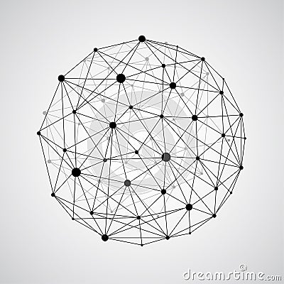 Vector Wireframe Connecting Earth Sphere. Globe Connection Concept. Globe Structure Connect ...