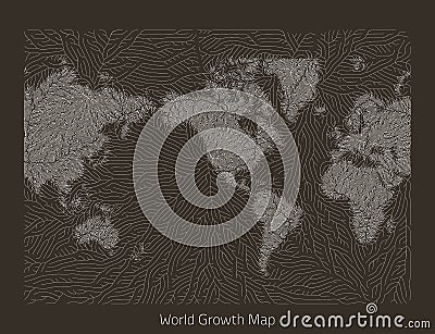 Vector World Map. Generative Growth Structure In Form Of Continents ...