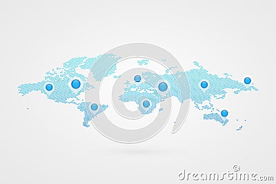 Vector World Map Infographic Symbol. Blue Rhombus Icon With Map ...