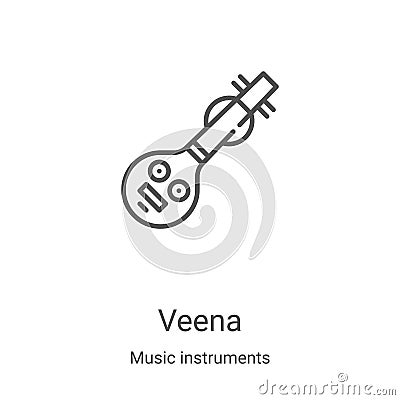 Veena Icon Vector From Music Instruments Collection. Thin Line Veena ...