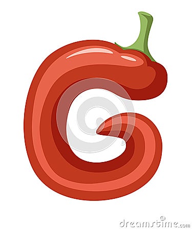Vegetable Letter G Pepper Style Cartoon Vegetable Design Flat Vector ...