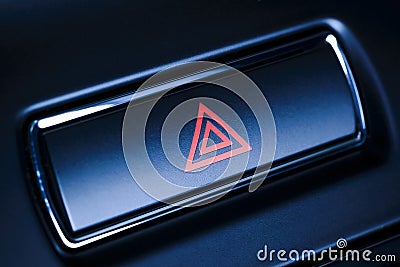 Vehicle, Car Hazard Warning Flashers Button With Visible Red Triangle ...