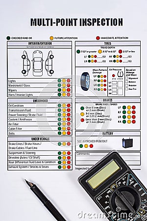 Vehicle Multi-point Inspection Report Form Stock Photography ...