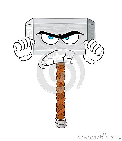 Angry Cartoon Illustration Of Thor Hammer | CartoonDealer.com #197244540