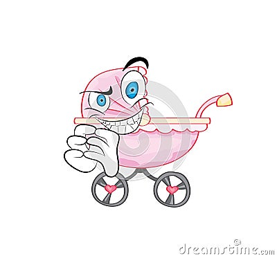 Evil Cartoon Illustration Of Baby Carriage | CartoonDealer.com #198931398