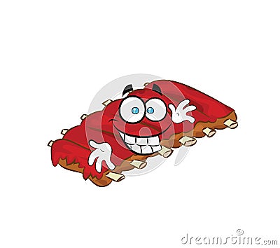Happy Cartoon Illustration Of Bbq Ribs | CartoonDealer.com #199025086