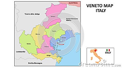 Veneto Map. State And District Map Of Veneto. Political Map Of Veneto ...