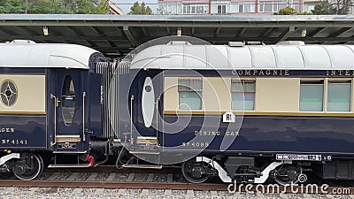 Venice Simplon Orient Express Train Riding on Train Tracks Stock ...