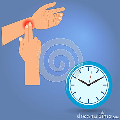 Checking Heart Rate Manually With Two Fingers And Watch Cartoon Vector ...