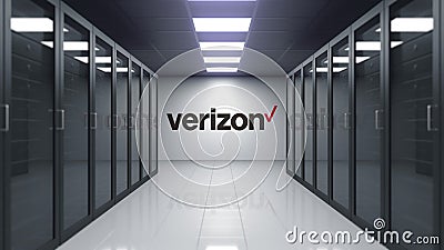 Verizon Communications Logo on the Wall of the Server Room. Editorial ...