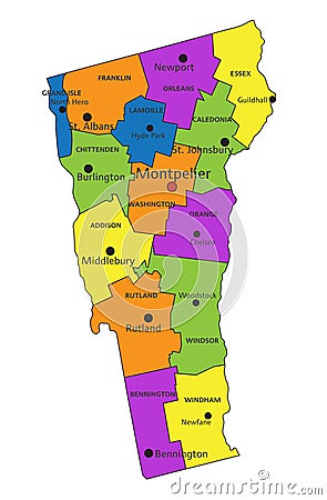 Colorful Vermont Political Map With Clearly Labeled, Separated Layers ...
