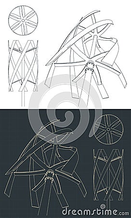 Vertical Axis Wind Turbine Blueprints Vector Illustration ...