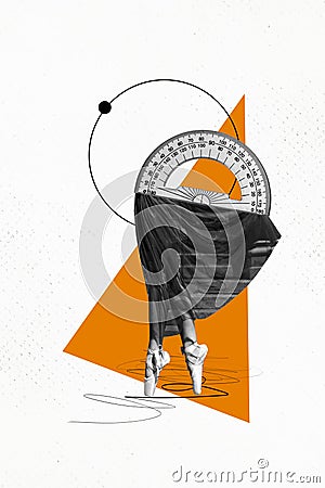Vertical Collage Image Of Black White Effect Girl Legs Protractor ...