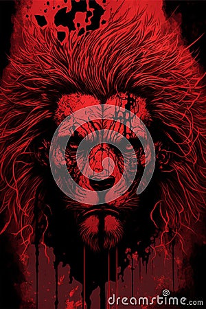 Vertical 3d Rendered Illustration Of A Serious Sigma Lion With Scars On ...