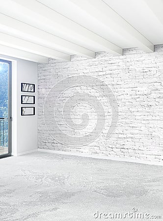 Vertical Empty Room In Minimalism Style Interior Design With Stylish ...