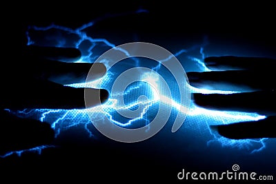 Very Bright Blue Lightning Conveys Electricity Royalty-Free Stock Photo ...