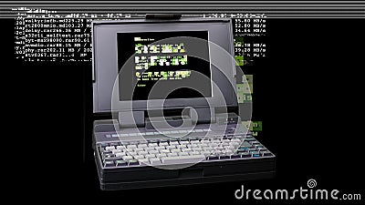 Vintage Laptop Spinning with Code Stock Video - Video of business ...
