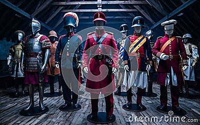 AI-generated, Veteran Day Historic Uniforms A Display Of Different ...
