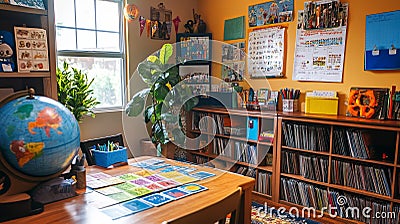 A Vibrant Language Learning Corner With Flashcards, Grammar Books, And ...