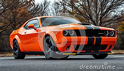 Aggressive Orange Dodge Challenger Hellcat Redeye Stock Photo ...