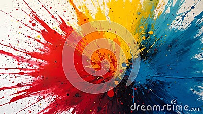 Vibrant Paint Splatter Explosion In Primary Colors Stock Image ...