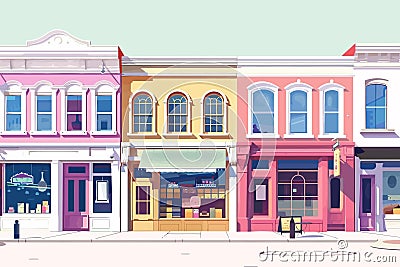 Vibrant Storefronts In A Historic District Isolated Vector Style ...