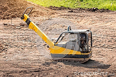 Ramming Machine For Compaction Of Soil At Construction Site When Laying ...