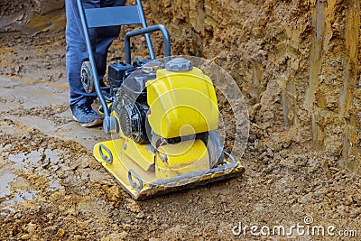 Vibratory Plate Compactor In Construction Rammer Ground Compaction ...