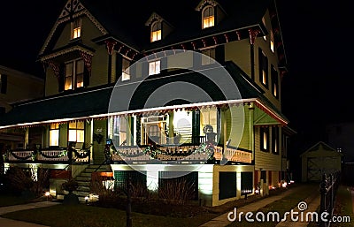 Victorian House At Night Stock Photo - Image: 1712790