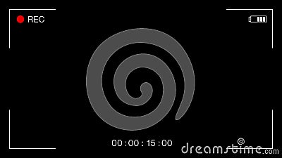 Video Camera Frame Viewfinder Overlay and Timer on Black Background ...