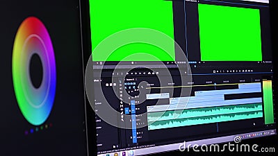 Video Editing Software Color Wheel and Green Screen Stock Video - Video ...