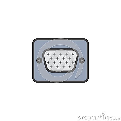Video Graphics Array Port Filled Outline Icon Cartoon Vector ...
