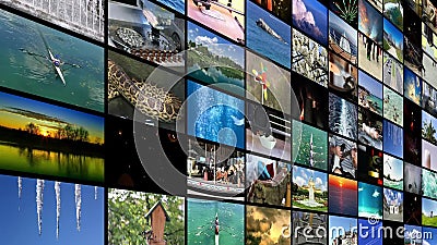 TV Video Wall with Twelve Television Screen Displaying Noise and ...