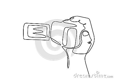 Videographer. Continuous Line Drawing. Isolated On The White Background ...