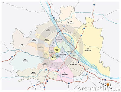 Vienna City Map Cartoon Vector | CartoonDealer.com #43168667