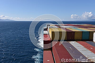 View On The Aft Part Of The Ship With Loaded Containers. Editorial ...